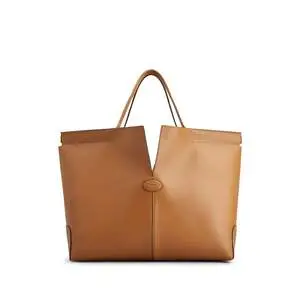 TOD'S Leather Tote Bag With Two Top Handles - Brown