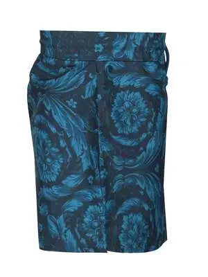 Versace Nylon Baroque Print Swim Shorts - Blue