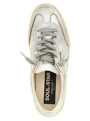 GOLDEN GOOSE Soul Star" Metallic Leather Lace-up Sneakers - Silver