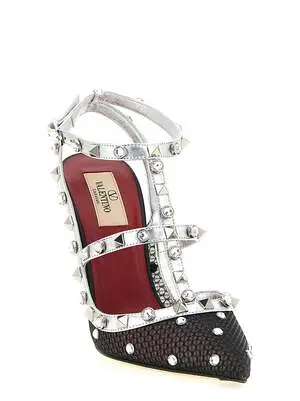 Valentino Garavani Rockstud Lace And Laminated Leather Pumps - Multicolor