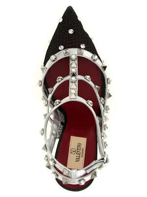 Valentino Garavani Rockstud Lace And Laminated Leather Pumps - Multicolor