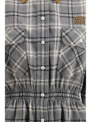 Miu Miu Flannel Mini-dress With Velvet Collar