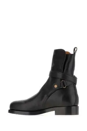 Burberry Leather Ankle Boots With Buckle Detail