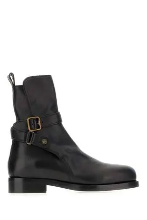 Burberry Leather Ankle Boots With Buckle Detail - Multicolor