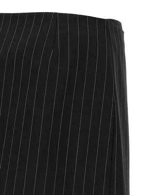 Sportmax Pinstriped Stretch Wool Gabardine Mini Wrap Skirt - Black