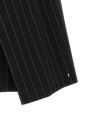 Sportmax Pinstriped Stretch Wool Gabardine Mini Wrap Skirt - Black
