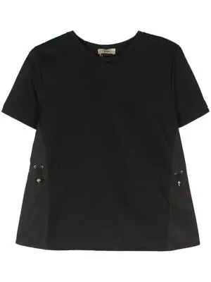 Herno Jersey T-shirt With Contrast Panel And Drawstring Detail - Black