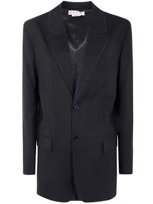 Marni Wool Blazer With Contrast Stitching