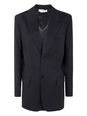 Marni Wool Blazer With Contrast Stitching