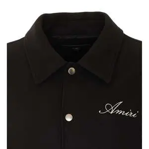 Amiri Wool Blend Varsity Jacket With Leather Sleeves