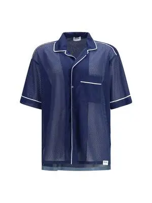 Moschino Technical Mesh Shirt With Reversed 22 Print - Blue