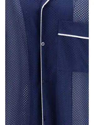 Moschino Technical Mesh Shirt With Reversed 22 Print - Blue