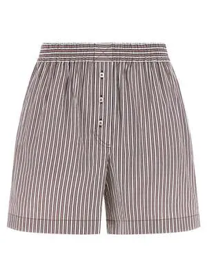 Brunello Cucinelli Cotton Poplin And Silk Striped Pajama Shorts