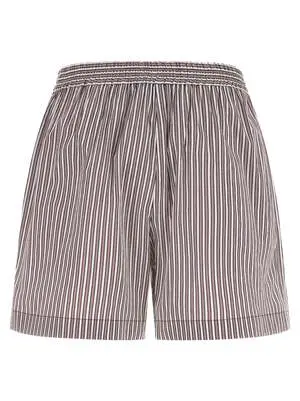 Brunello Cucinelli Cotton Poplin And Silk Striped Pajama Shorts