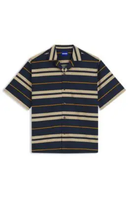 Hugo Relaxed-fit Shirt In Printed Cotton Poplin