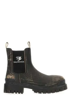 Balenciaga Black Leather Chelsea Boots - Multicolor