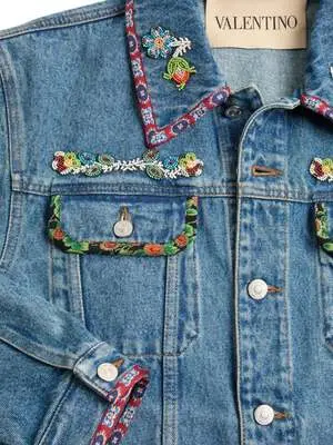 Valentino Garavani Embroidered Denim Jacket - Multicolor