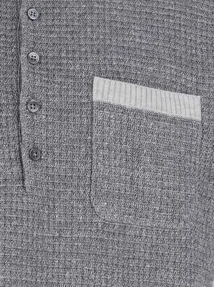 Thom Browne Grey Polo With 4-bar Detail On The Sleeve In Wool And Silk Blend For - Multicolor
