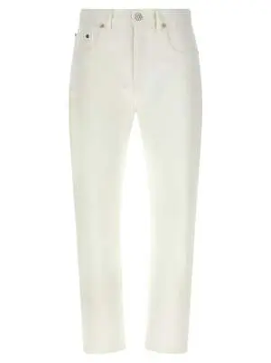 Victoria Beckham High Waist Straight Leg Crop Jeans - White