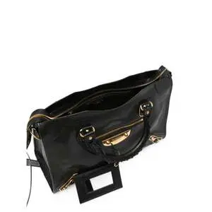 Balenciaga Leather Top Handle Bag With Pink Ribbon Detail - Black