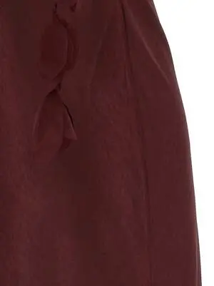 SELF-PORTRAIT Burgundy Satin Flower Midi Dress - Multicolor