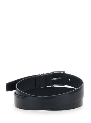 Saint Laurent Cassandre Plate Leather Belt
