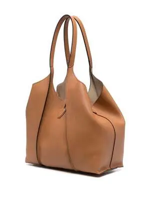 TOD'S Small Leather Tote Bag With Gold-tone Logo - Multicolor