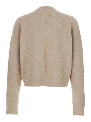 Rick Owens V-neck Wool Blend Cropped Sweater - Cream