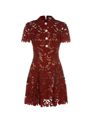 SELF-PORTRAIT Lace Mini Dress With Jewel Buttons - Multicolor