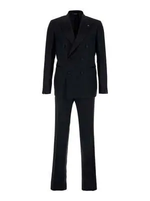 Tagliatore Double-breasted Suit With Peak Revers In Wool For - Multicolor
