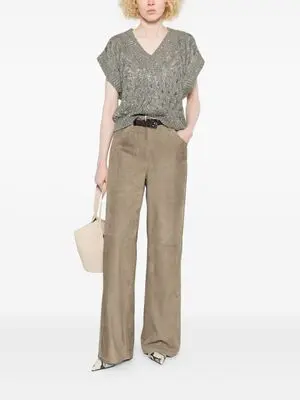 Brunello Cucinelli Paneled Leather Trousers