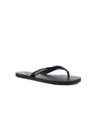 Prada Black Patent Leather Flip Flops