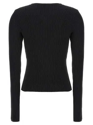 Magda Butrym Ribbed Viscose Blend Sweater - Black