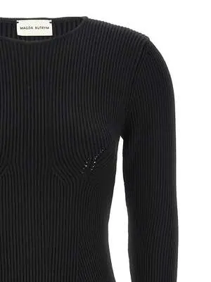 Magda Butrym Ribbed Viscose Blend Sweater - Black