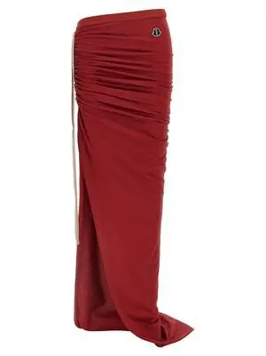 Rick Owens Moncler + Adjustable Cotton Jersey Skirt - Red