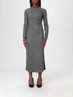 Max Mara Ribbed Ruched Midi Dress - Gray