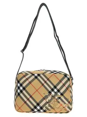 Burberry Check Crossbody Bag With Ekd Logo - Cream