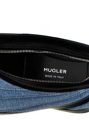 MUGLER Denim Spiral Curve Shoulder Bag