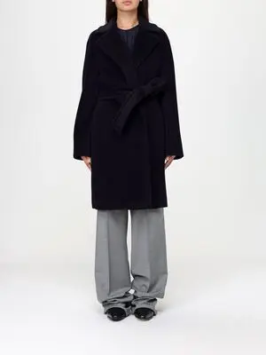 Max Mara Belted Wool Coat - Blue