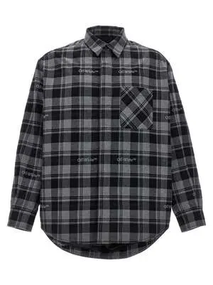 Off-White Check Flannel Padded' Jacket - Gray