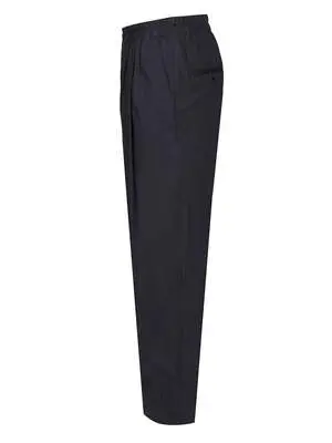 Giorgio Armani Pleated Cotton Trousers With Elasticated Waist - Blue