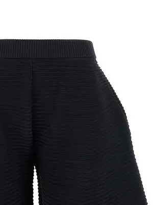 Issey Miyake Corrugated Knit Cropped Wide-leg Pants