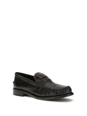 Prada Vintage Effect Leather Loafers