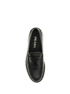 Prada Vintage Effect Leather Loafers