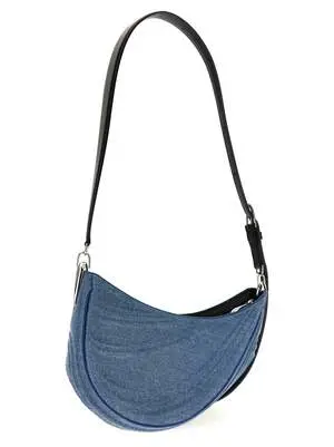 MUGLER Medium Denim Spiral Curve Shoulder Bag - Blue