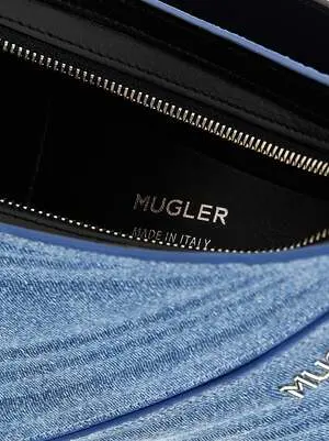 MUGLER Medium Denim Spiral Curve Shoulder Bag
