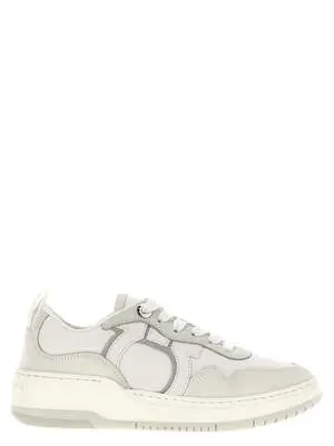 FERRAGAMO Dania Lace-up Leather Sneakers - White
