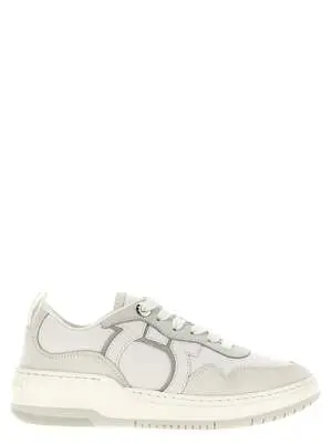 FERRAGAMO Dania Lace-up Leather Sneakers - White