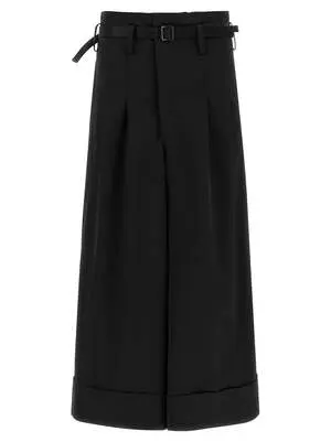 Junya Watanabe High Waist Wide Leg Cropped Pants - Black