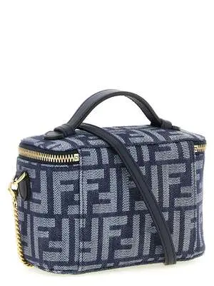 Fendi Ff Denim Vanity Handbag - Blue